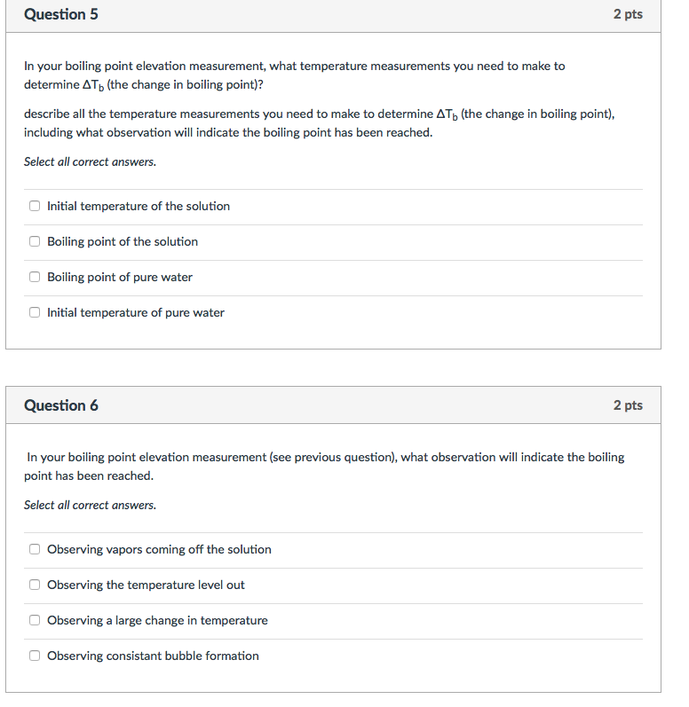 Solved In your boiling point elevation measurement, what | Chegg.com
