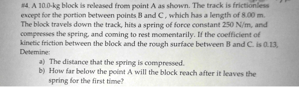 Solved #4. A 10.0-kg block is released from point A as | Chegg.com