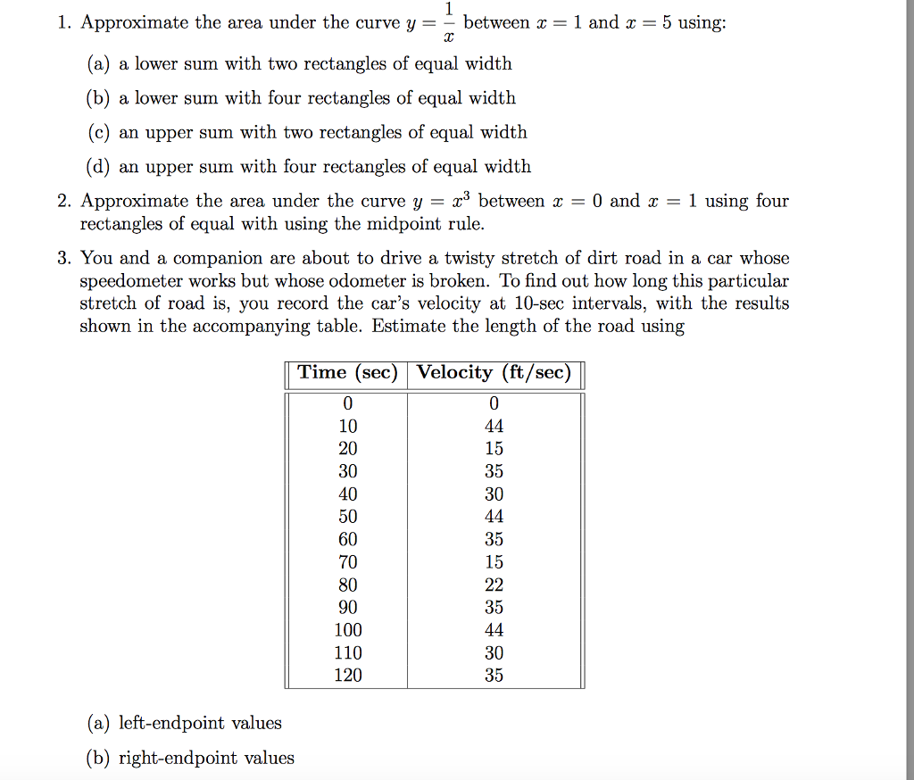 Solved 1. Approximate the area under the curve y = between x | Chegg.com