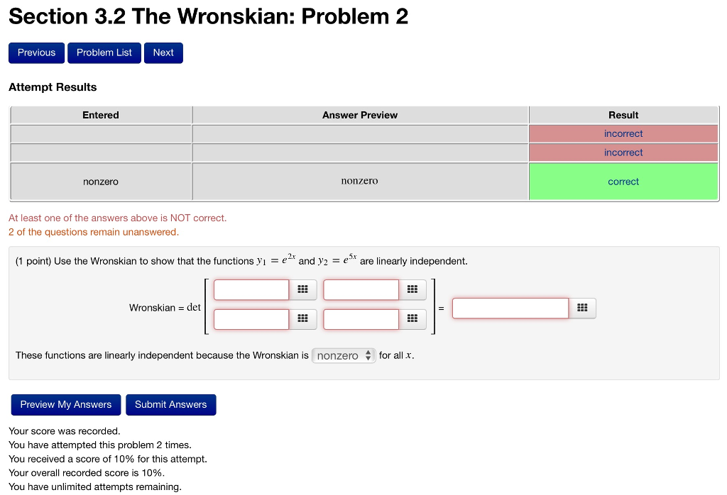 Solved Use the Wronskian to show that the functions y_1 = | Chegg.com