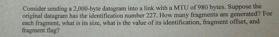 Solved Consider sending a 2,000-byte datagram into a link | Chegg.com