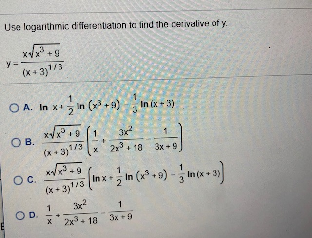 Solved Use logarithmic differentiation to find the | Chegg.com