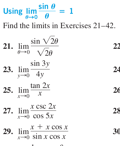 Solved Using lim theta rightarrow 0 sin theta/theta = 1 | Chegg.com