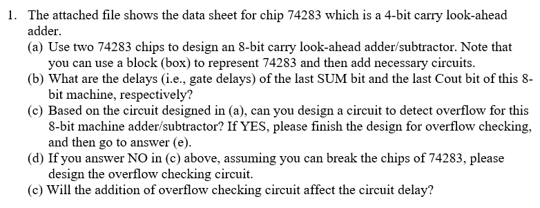 The attached file shows the data sheet for chip 74283 | Chegg.com