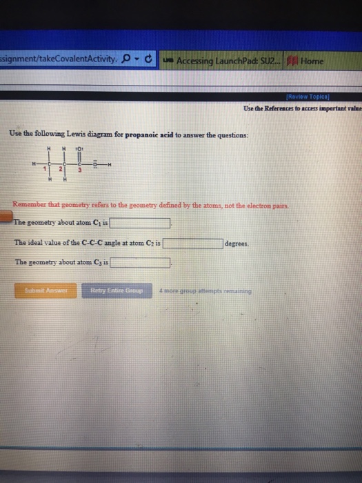 Solved Use the following Lewis diagram for propanoic acid to | Chegg.com