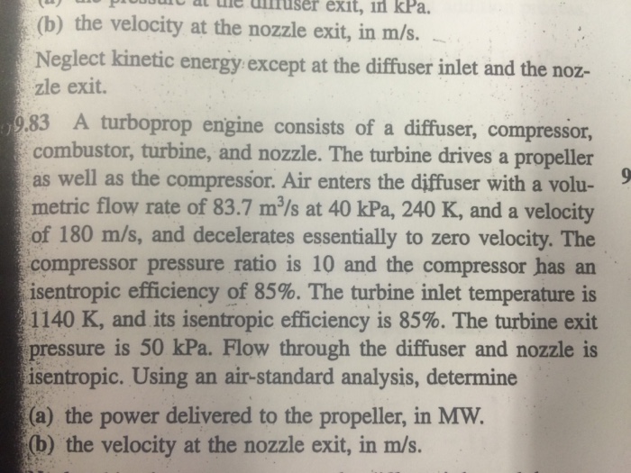 Solved A turboprop engine consists of a diffuser, | Chegg.com