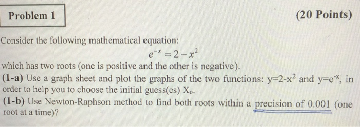 Solved Problem 1 (20 Points) Consider the following | Chegg.com