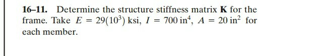 Solved 16-11. Determine the structure stiffness matrix K for | Chegg.com