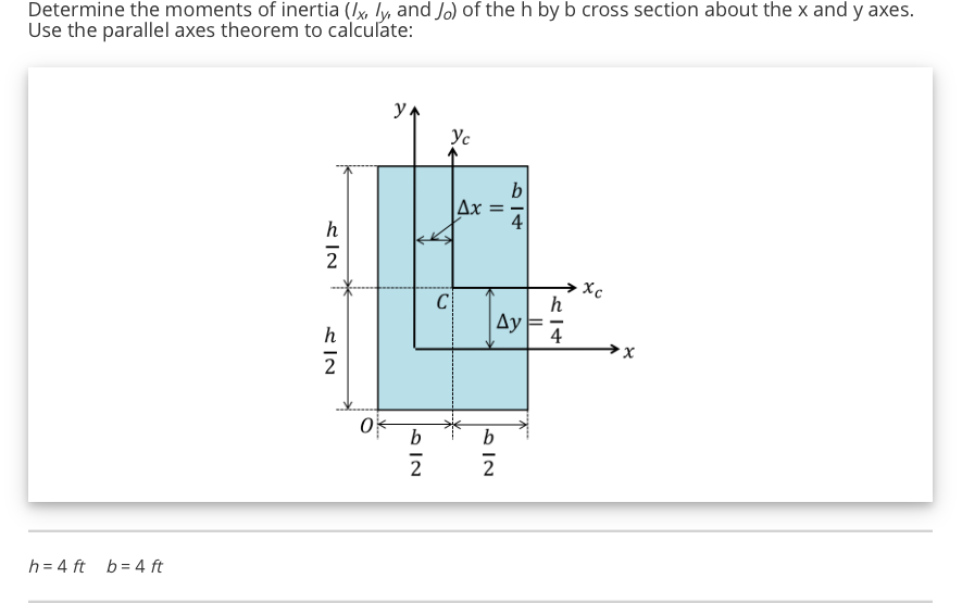 Solved Determine the moments of inertia and Jo) ofthe h by b | Chegg.com