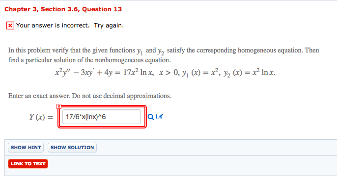 Solved Chapter 3, Section 3.6, Question 13 Your answer is | Chegg.com