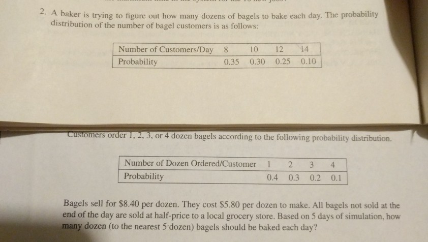 Solved 2. A baker is trying to figure out how many dozens of | Chegg.com