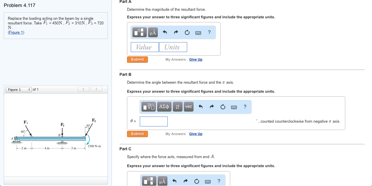 Solved Problem 4.101 Replace the force system acting on the | Chegg.com