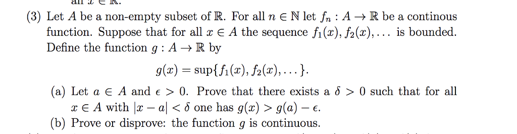 Solved (3) Let A be a non-empty subset of R. For all nEN let | Chegg.com