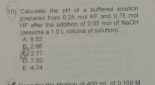Solved Calculate the pH of a buffered solution prepared from | Chegg.com