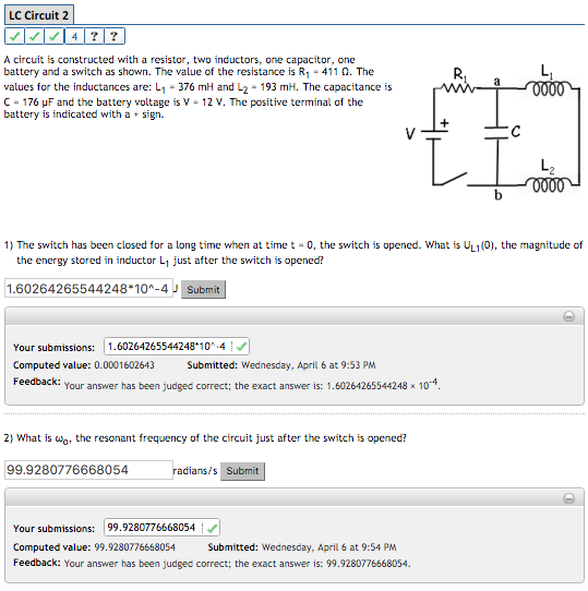 Solved LC Circuit 2 A circuit is constructed with a | Chegg.com