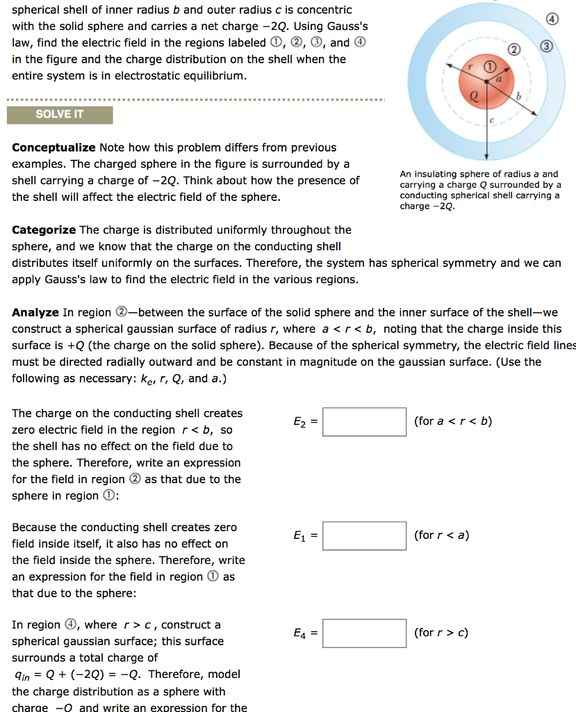 Solved spherical shell of inner radius b and outer radius c | Chegg.com