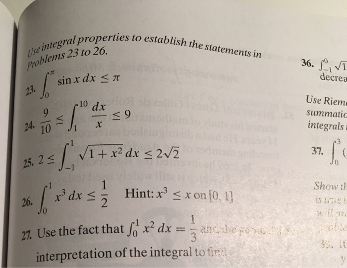Solved Use integral properties to establish the statements | Chegg.com