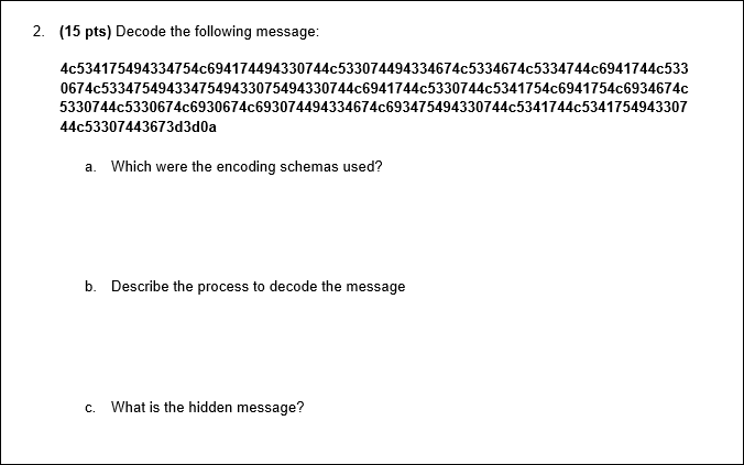 Solved Decode the following message: | Chegg.com