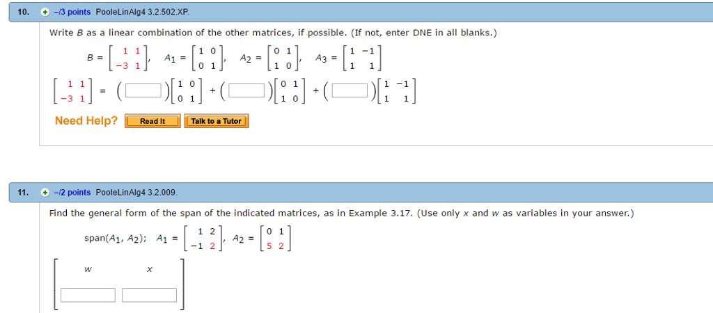 Solved Write B As A Linear Combination Of The Other 