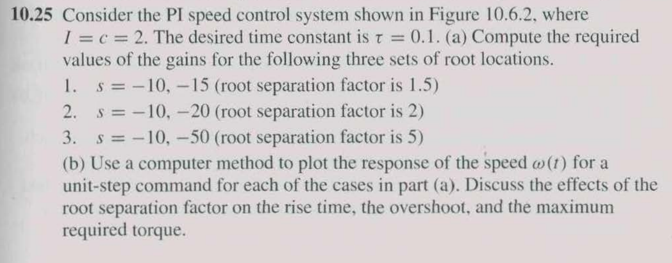Consider the PI speed control system shown in Figure | Chegg.com