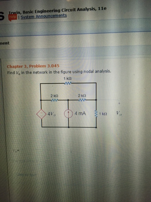 Solved Find Vo in the network in the figure using nodal | Chegg.com
