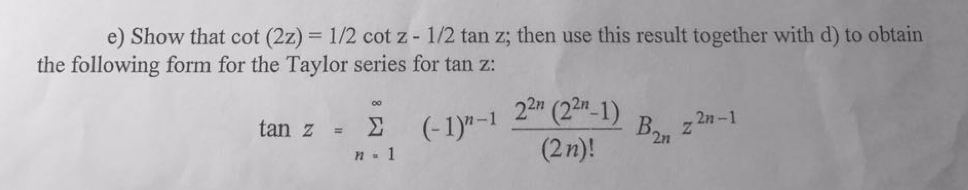 Solved Exercise on the Bernoulli Number The function fa) | Chegg.com