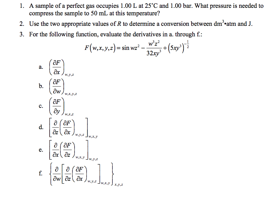 Solved 1. A sample of a perfect gas occupies 1.00 L at 25°C | Chegg.com