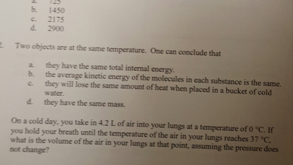 Solved b. 1450 c 217 d. 2900 .Two objects are at the same | Chegg.com