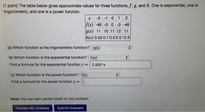 Solved The table below gives approximate values for three | Chegg.com