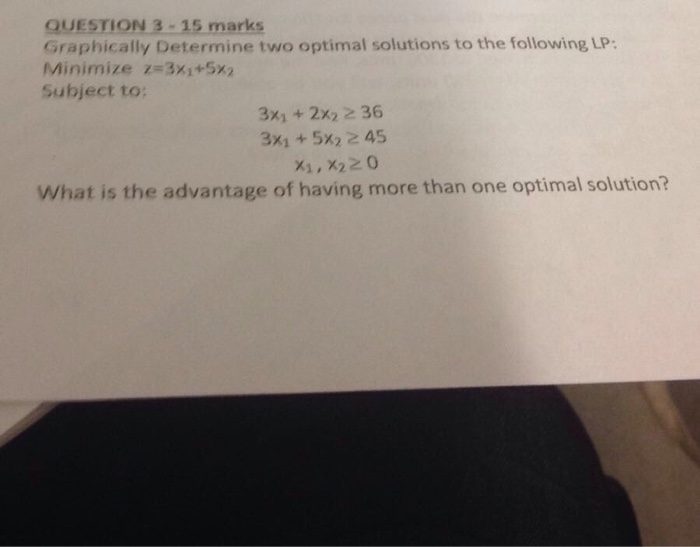 Solved Graphically Determine two optimal solutions to the | Chegg.com