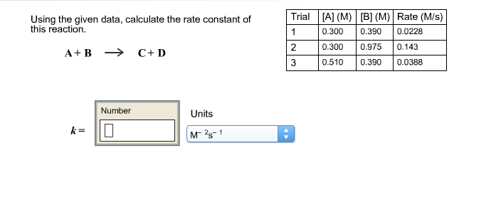 Solved Using the given data, calculate the rate constant of | Chegg.com