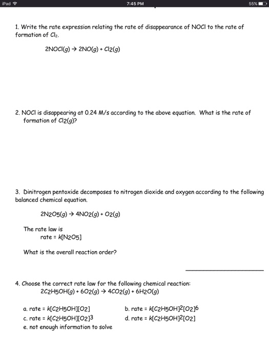 Solved Write the expression relating the rate of | Chegg.com