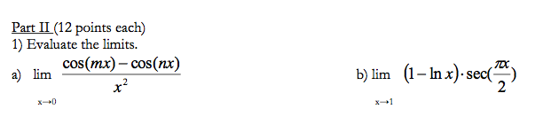 Solved 1) Evaluate the limits. a) lim x right arrow | Chegg.com