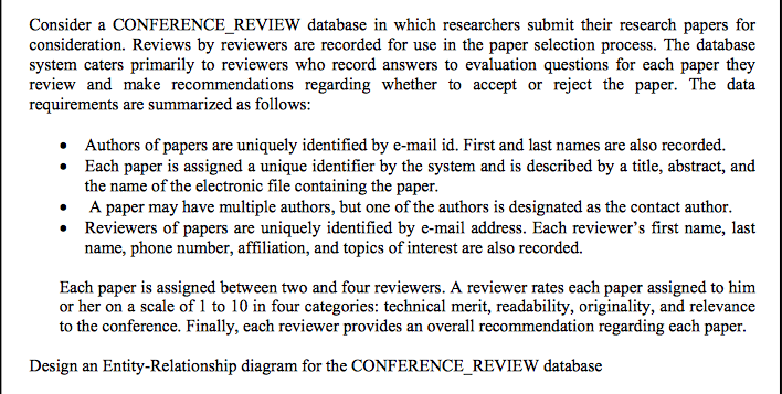 Solved Consider a CONFERENCE REVIEW database in which | Chegg.com