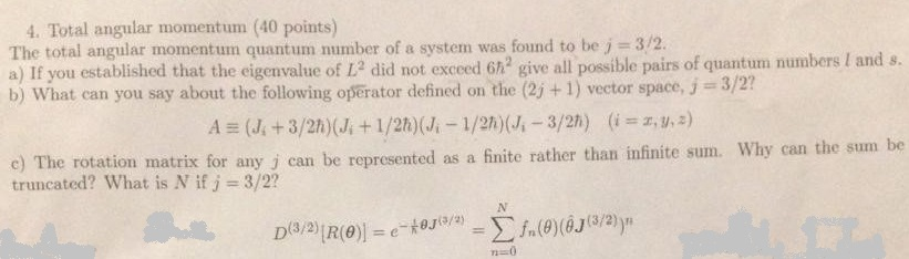Solved 4. Total angular momentum The total angular momentum | Chegg.com
