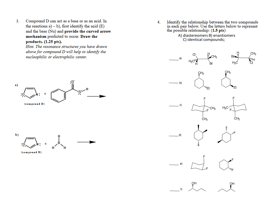 Solved Compound D can act as a base or as an acid. In the | Chegg.com