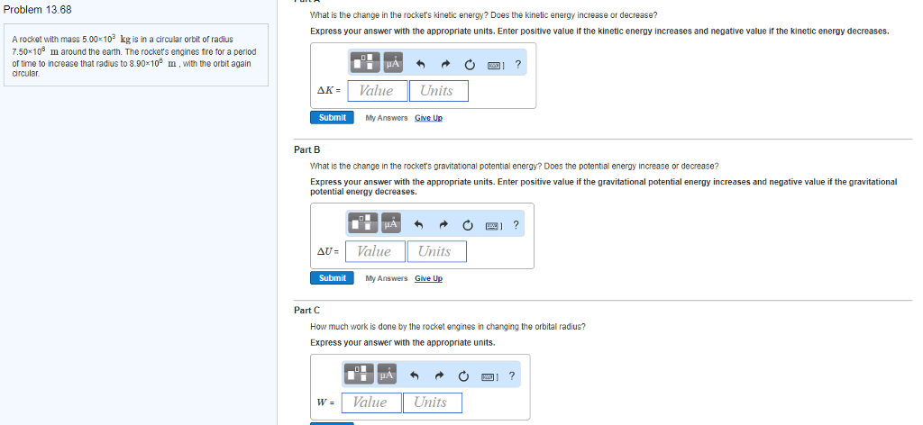 Solved Problem 13.68 What is the change in the rocket's | Chegg.com