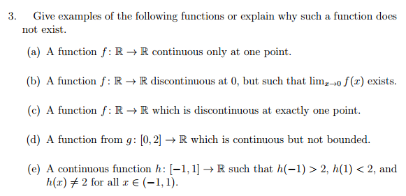 Solved Give examples of the following functions or explain | Chegg.com