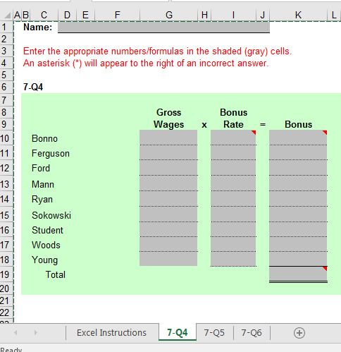 Solved Excel Instructions using Excel 2010 or 2013: | Chegg.com