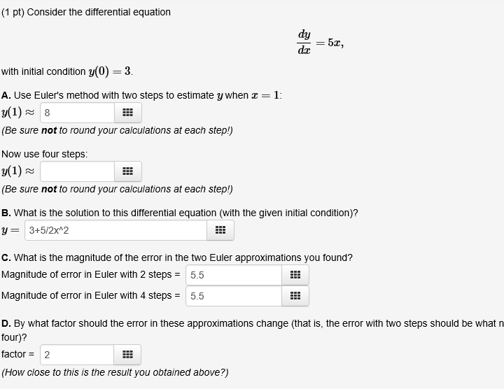 Solved Consider the differential equation Dy/dx = 5x with | Chegg.com
