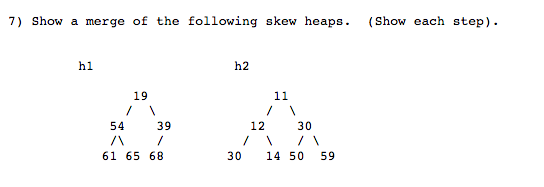 Solved Show a merge of the following skew heaps. (show each | Chegg.com