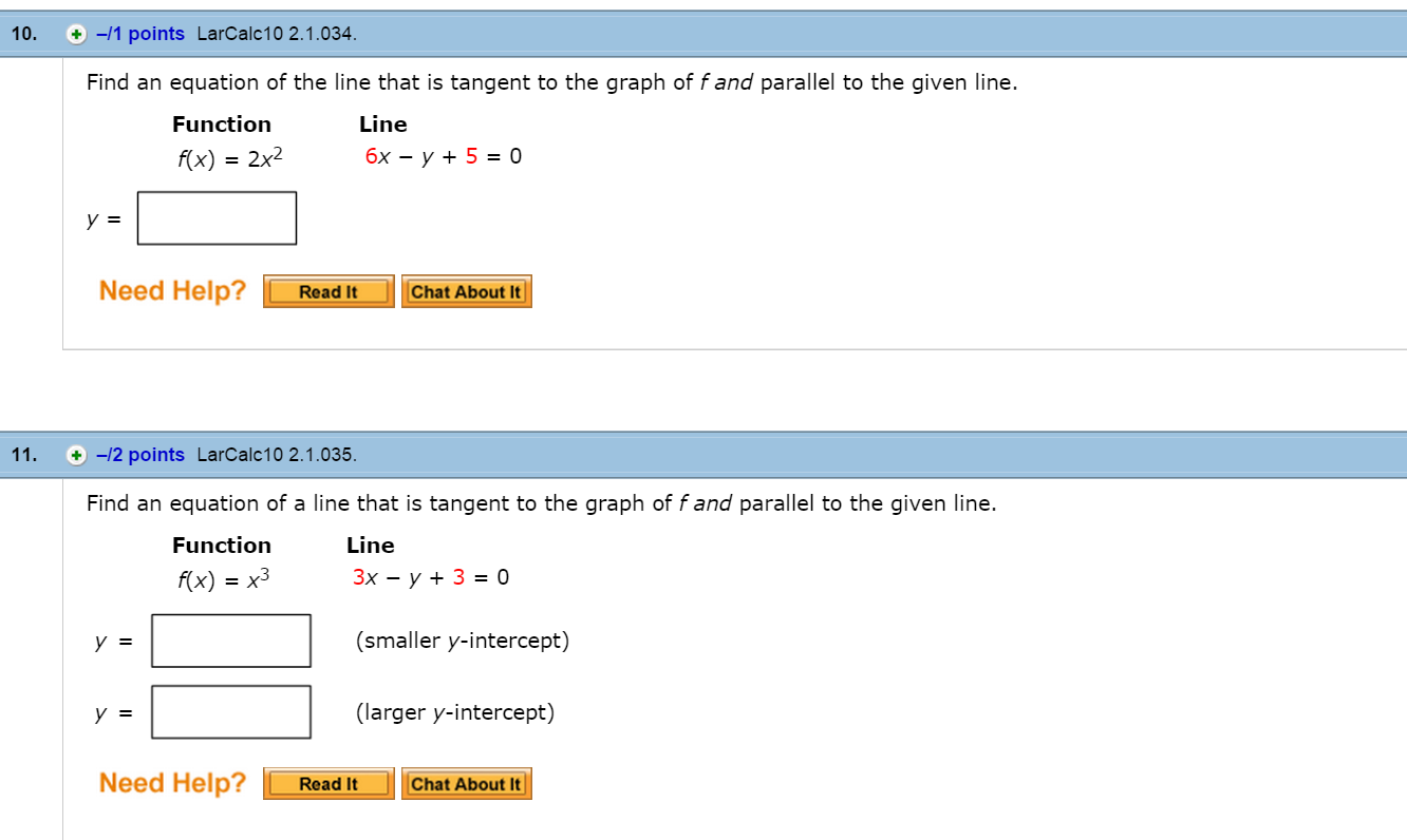Solved Find the equations of the two tangent lines to the | Chegg.com