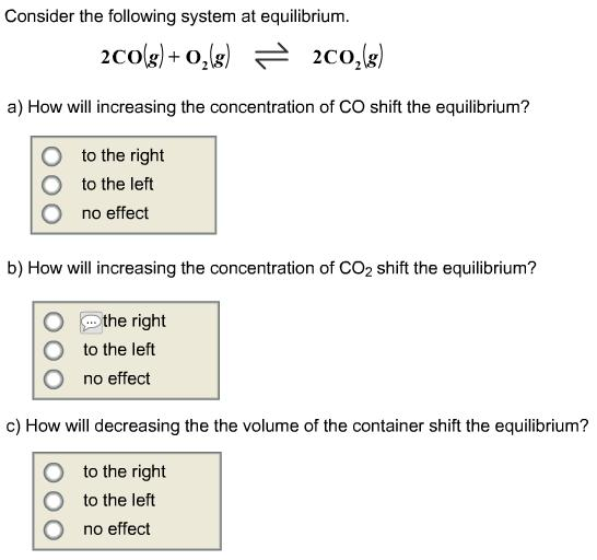 Solved Consider the following system at equilibrium. 2CO(g) | Chegg.com
