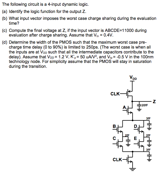 The following circuit is a 4-input dynamic logic. | Chegg.com