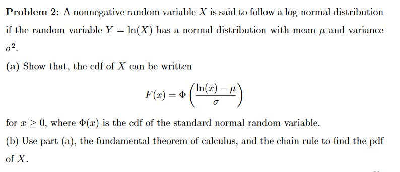 Solved A nonnegative random variable X is said to follow a | Chegg.com