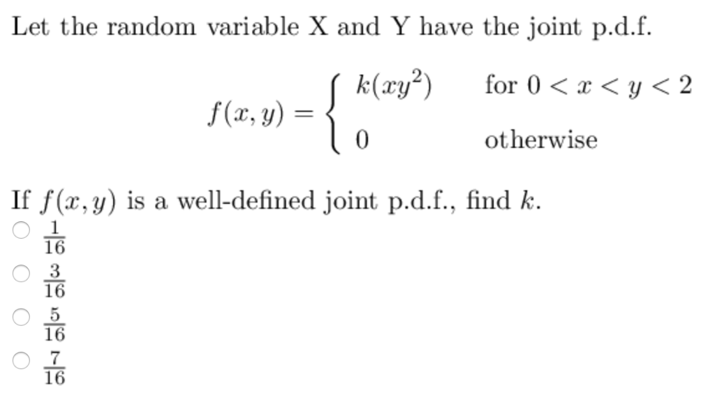 Solved Let the random variable X and Y have the joint p.d.f. | Chegg.com