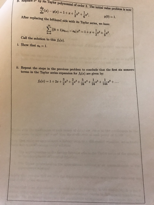 Solved Taylor Series Problem | Chegg.com