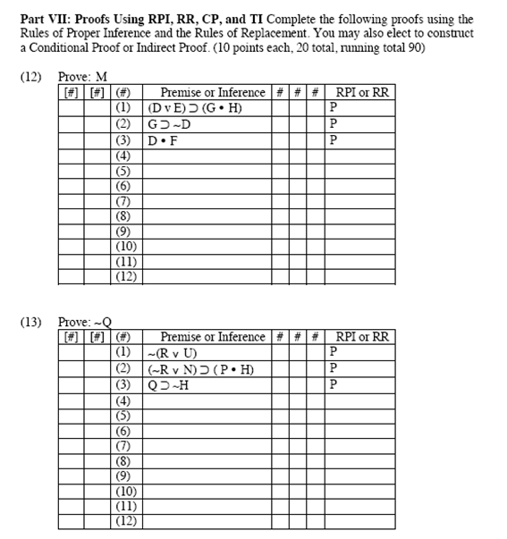Proofs Using RPI, RR, CP, and TI complete the | Chegg.com