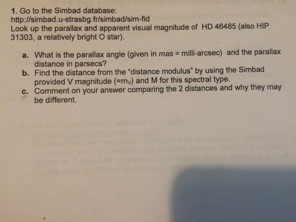 Solved Go to the Simbad database: | Chegg.com
