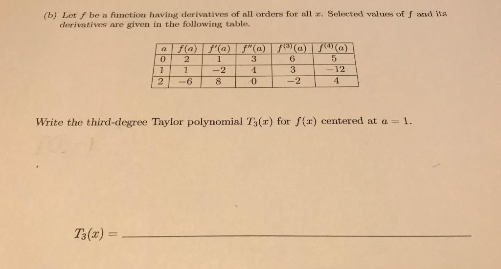Solved B Let F Be A Function Having Derivatives Of All